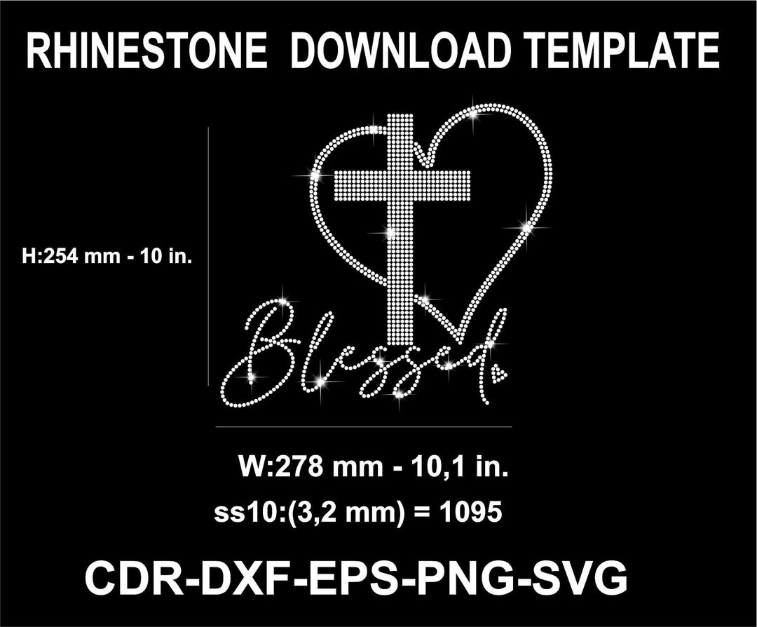 Heart Blessed ,rhinestone Pattern, SVG Pattern - Etsy