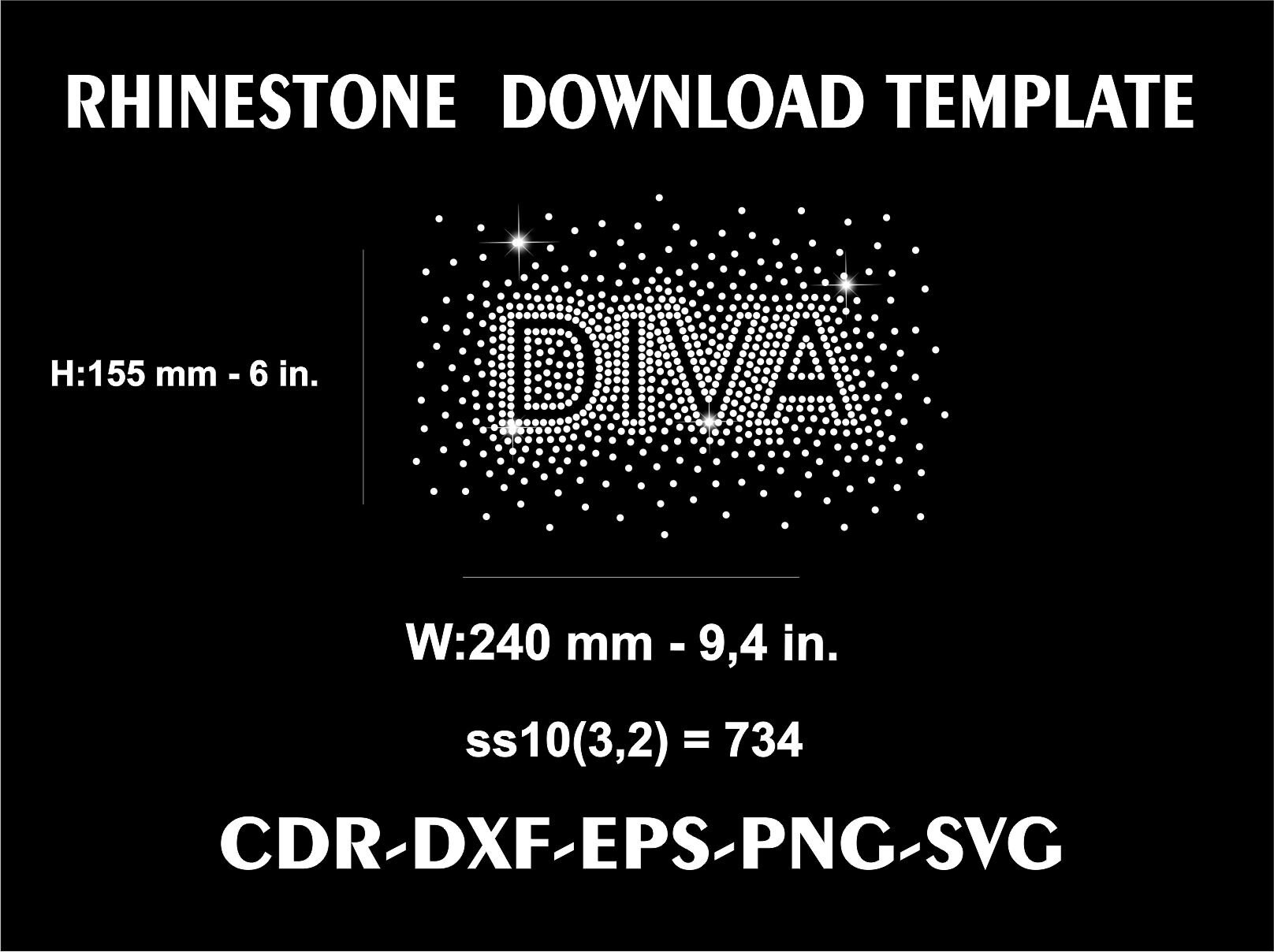 DIVA Rhinestone Template,diva Pattern,diva Digital Download,svg,png ...