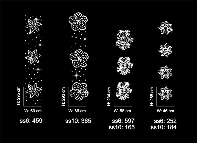 Rhinestone Random Flover 4 Design Template , Flowers Svg Cdr Eps Dxf ...