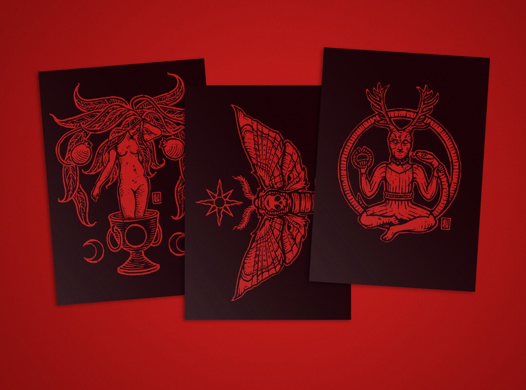 Mystic Card Set III. 3 Art Cards in A6 Postcard Format on Matt 300g ...