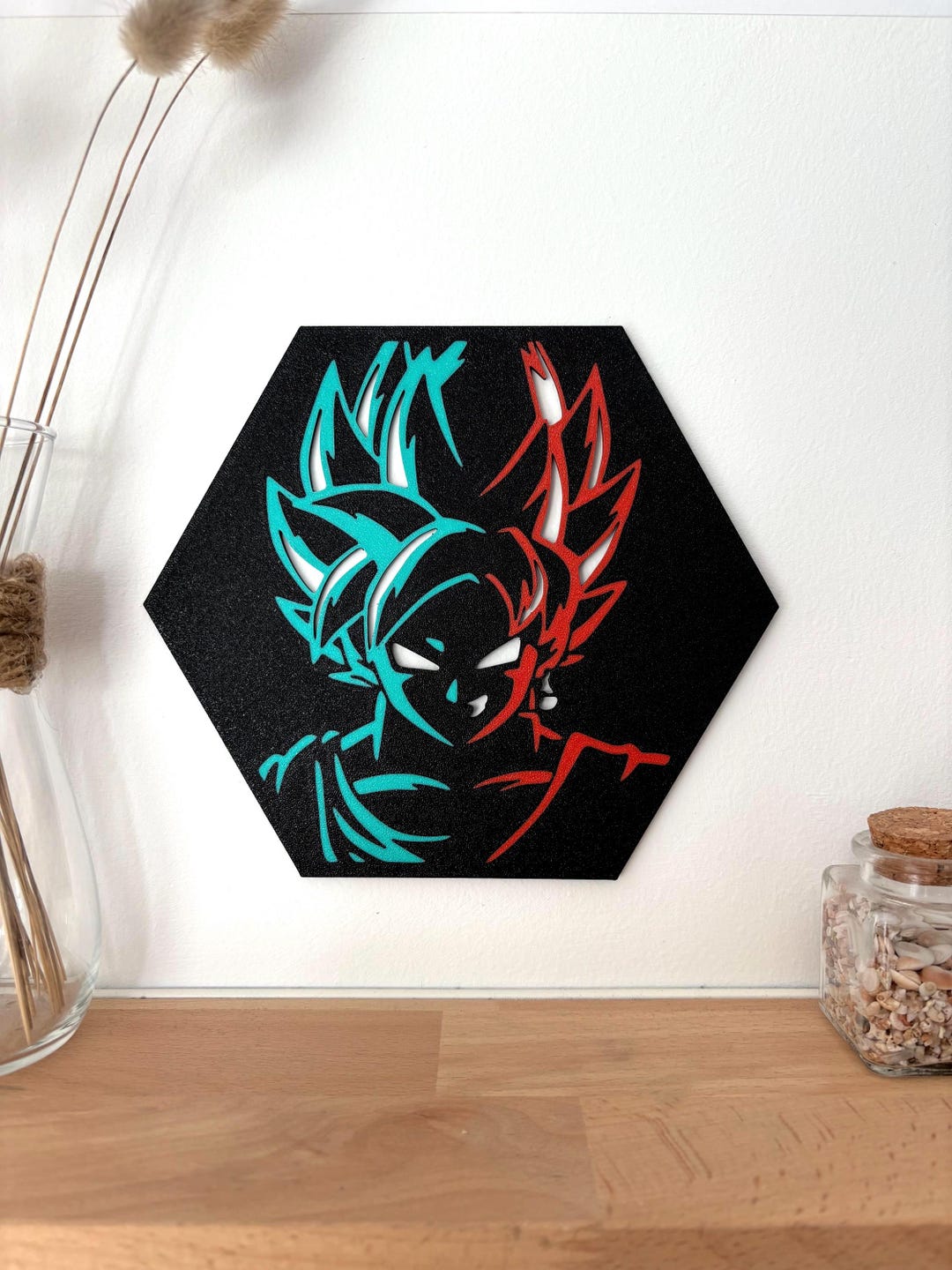 Dragon Ball Wall Decor - Line Art - Neon Son Goku and Vegetto - DBZ ...