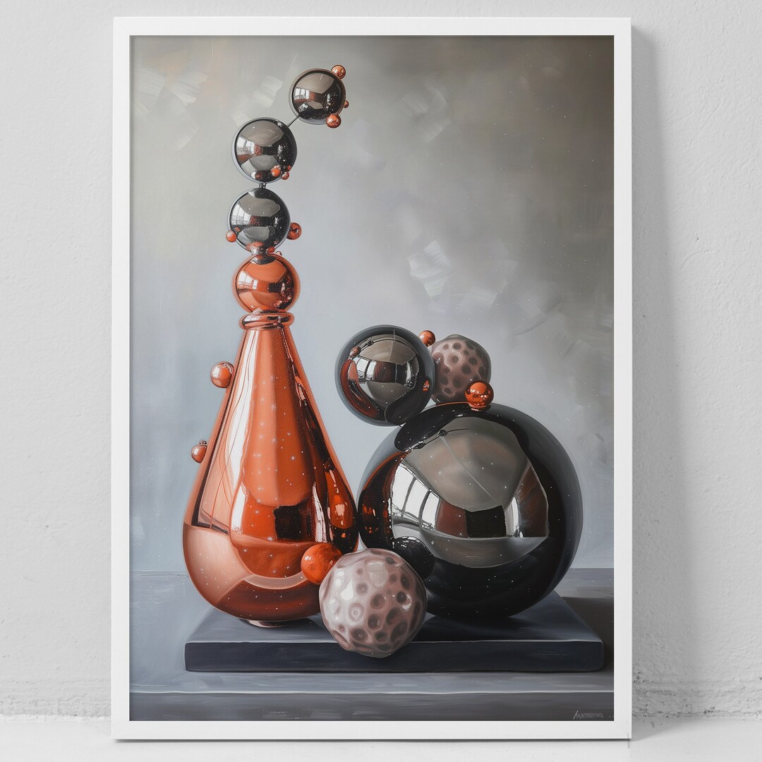 Lab Beaker Apparatus Surrealist Photorealistic Mirror Portrait Painting ...