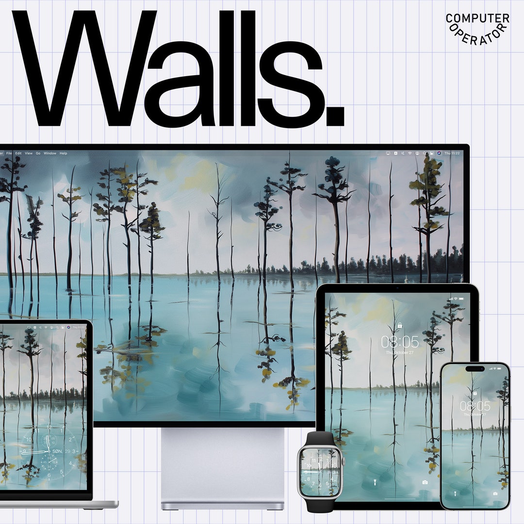 Calming Realistic Pines Bog Swamp Scandinavian iPhone MacBook iPad ...