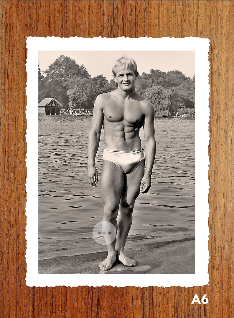 Vintage Male Nude Art Photo Print Muscular Man With Amazing Bulge