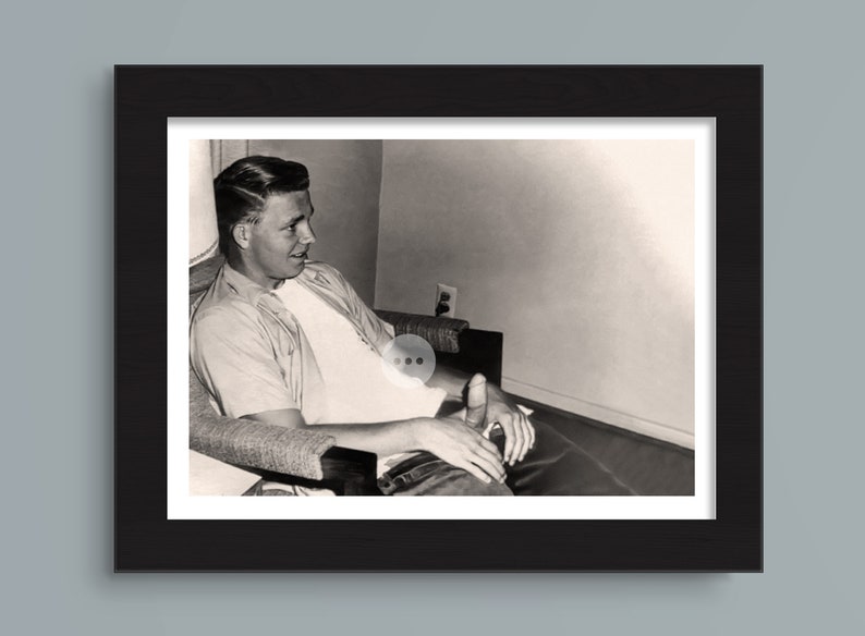 Vintage Male Nude Art Photo Print Handsome Man Showing Off Erotic