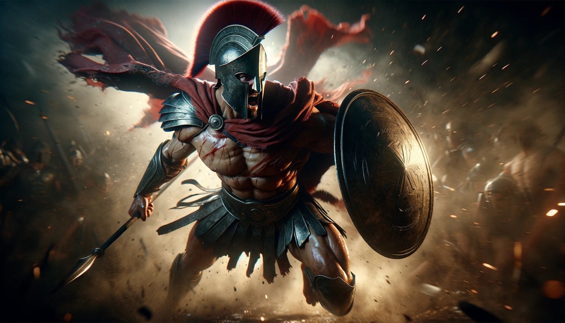 Spartan in Battle - Digital Image to Download in PGN Format - Etsy
