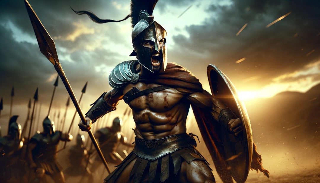 Spartan in Battle - Digital Image to Download in PGN Format - Etsy