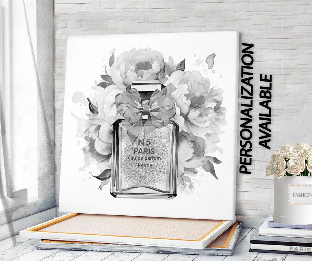 Luxury Fashion Wall Art, Perfume Bottle Print, Peony Print, Glamorous ...