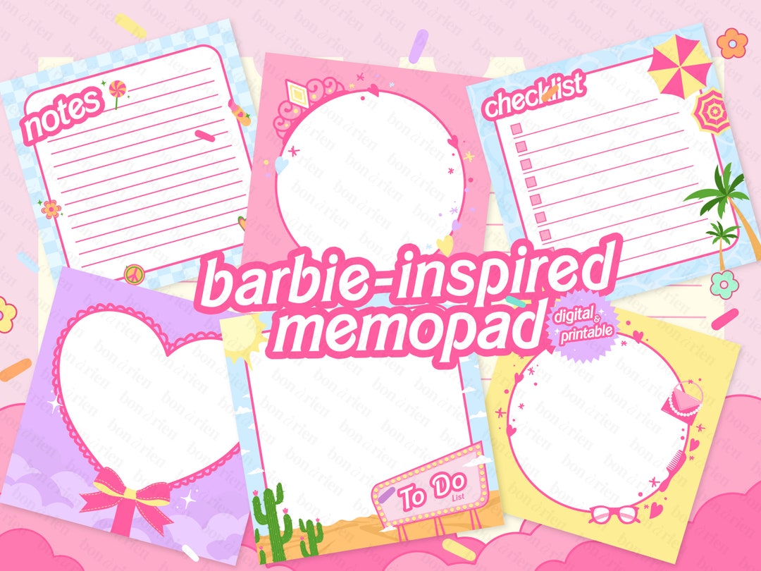 Pink Themed Digital Memo Pads I Pastel Color Printable Memo Sheets I ...
