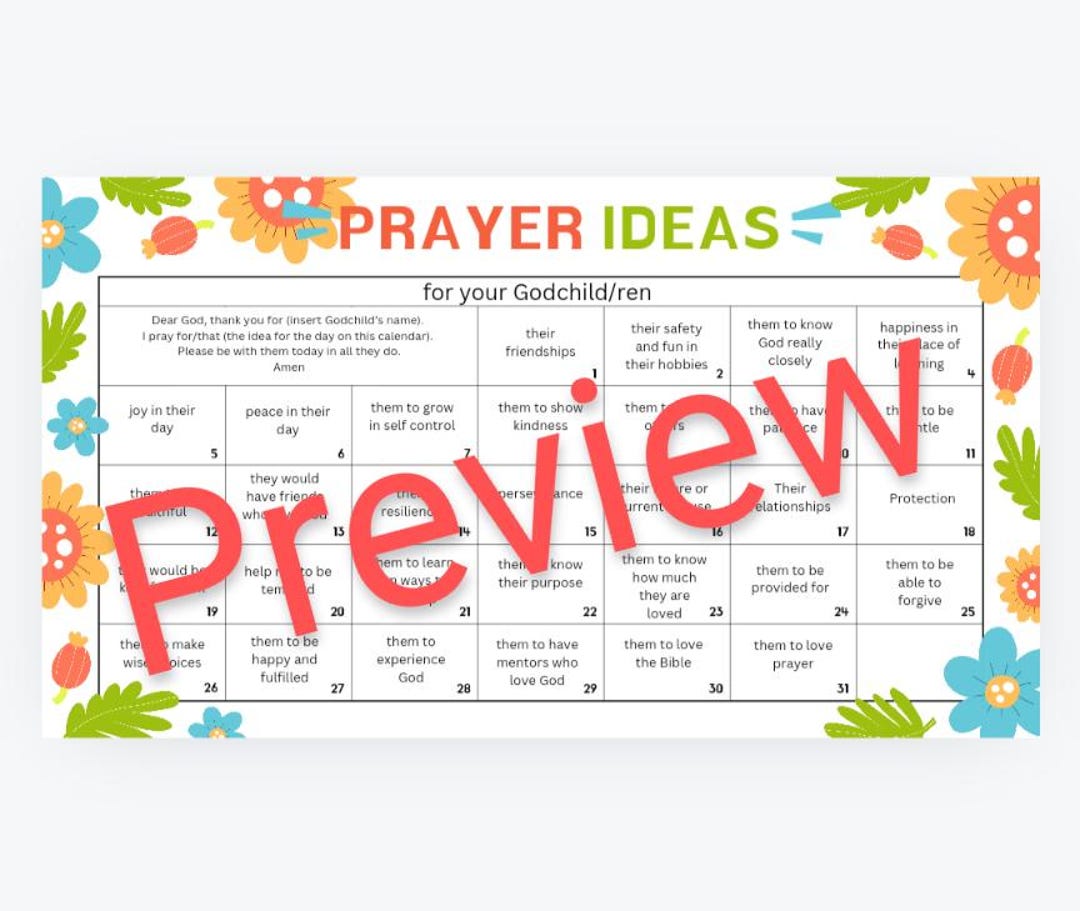 Godparent Prayer Calendar - Etsy