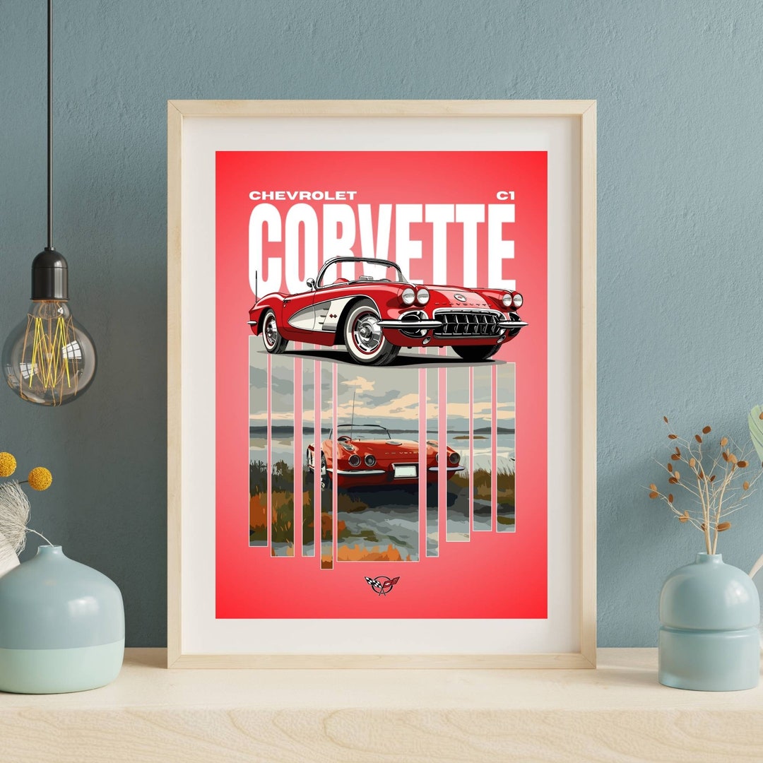 Chevrolet Corvette C1 Poster, Chevrolet Corvette C1 Print, Car Poster ...