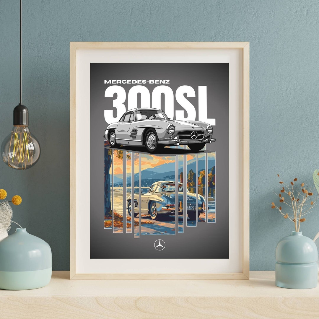 Mercedes-benz 300SL Poster, Mercedes-benz 300SL Print, Car Poster, Car ...
