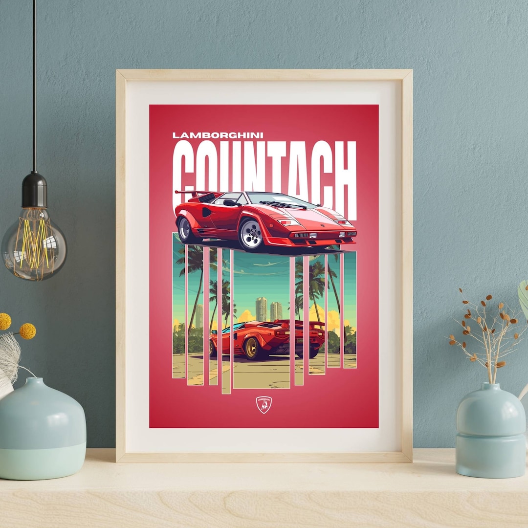 Lamborghini Countach Poster, Lamborghini Countach Print, Car Poster ...