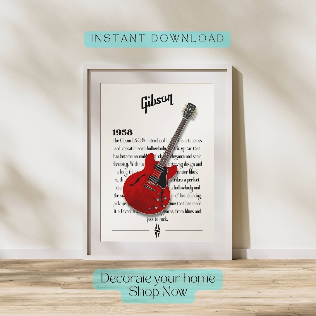 Gibson ES-335, Music Poster, Gibson Poster, Gibson Print, Instant ...