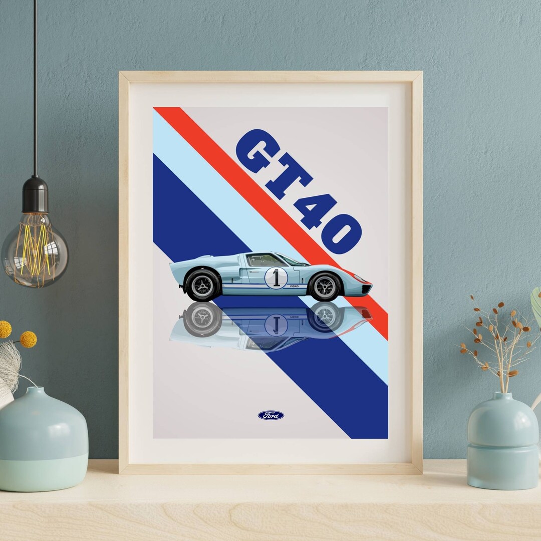 Ford GT40 Poster, Ford GT40 Print, Car Poster, Car Print, Car Art ...