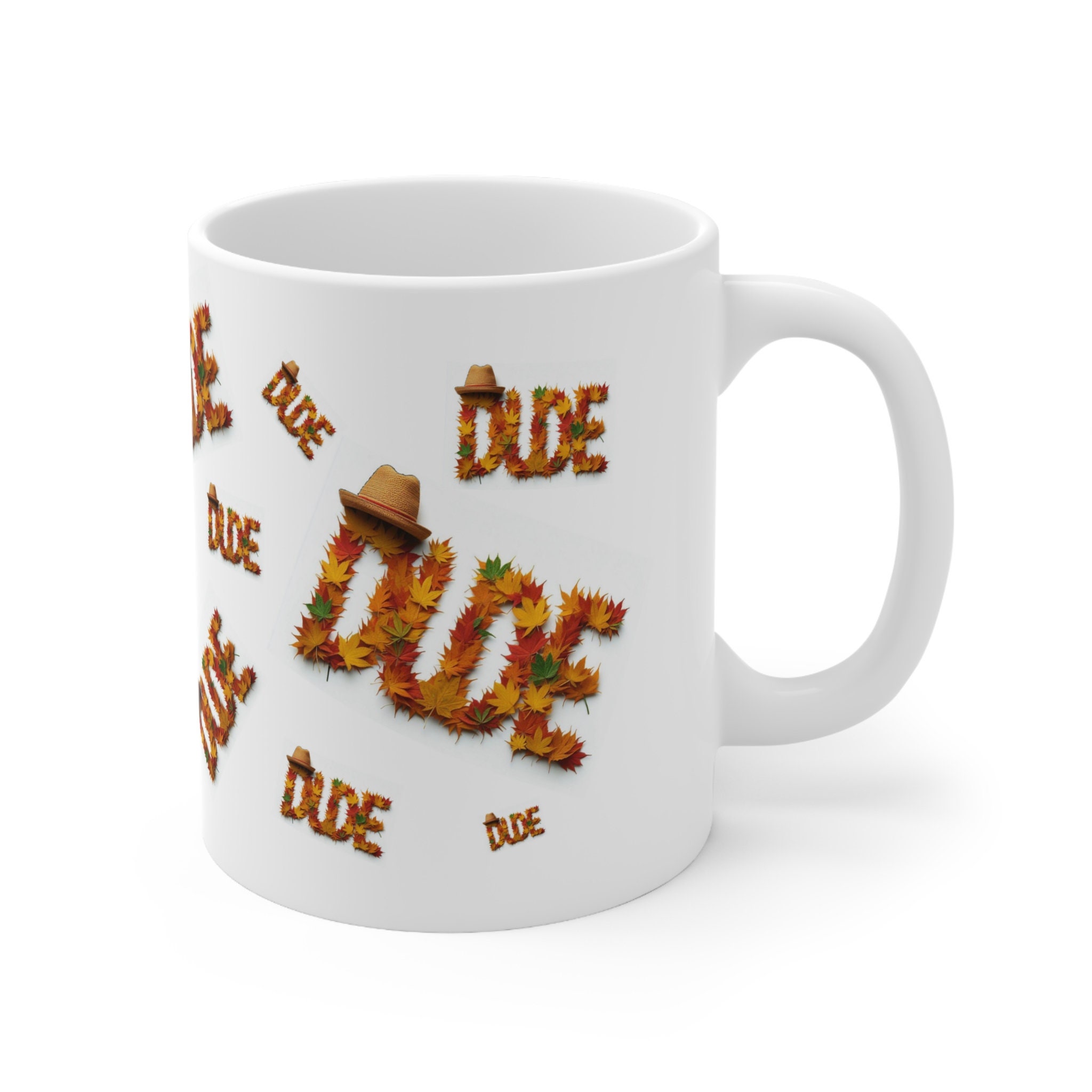 Ceramic Mug 11oz, Dude Design Mug, Leaves Design Mug, Gift Mug, Cool ...