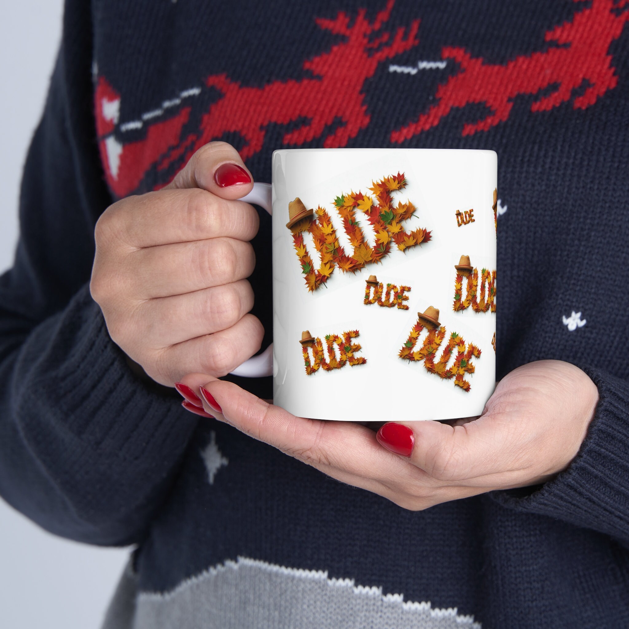 Ceramic Mug 11oz, Dude Design Mug, Leaves Design Mug, Gift Mug, Cool ...