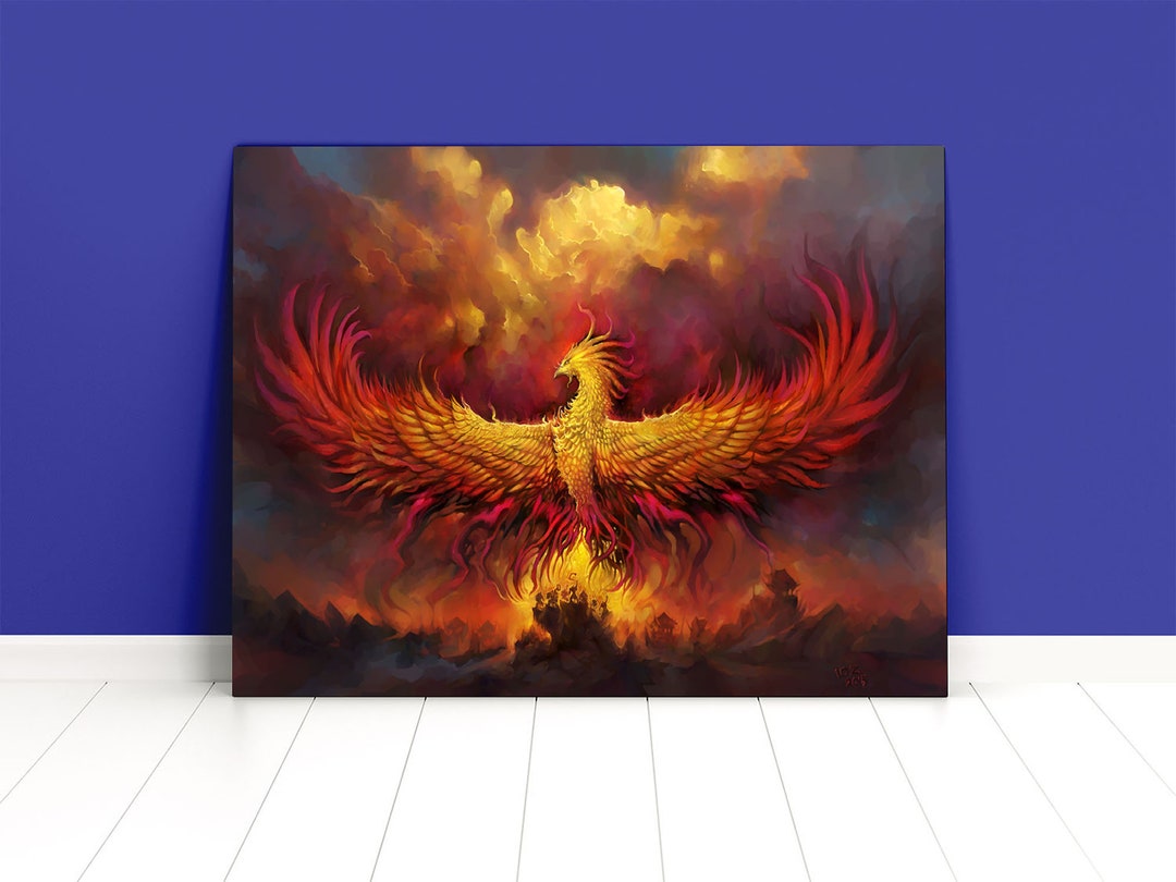 Fire Phoenix in Flight Canvas Art Print - Etsy