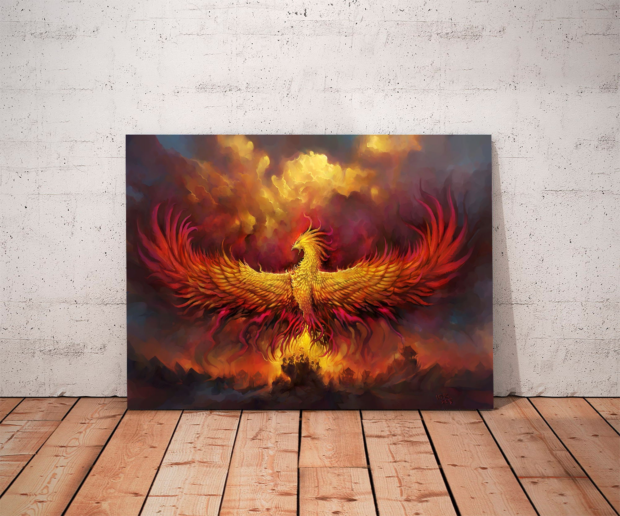 Fire Phoenix in Flight Canvas Art Print - Etsy
