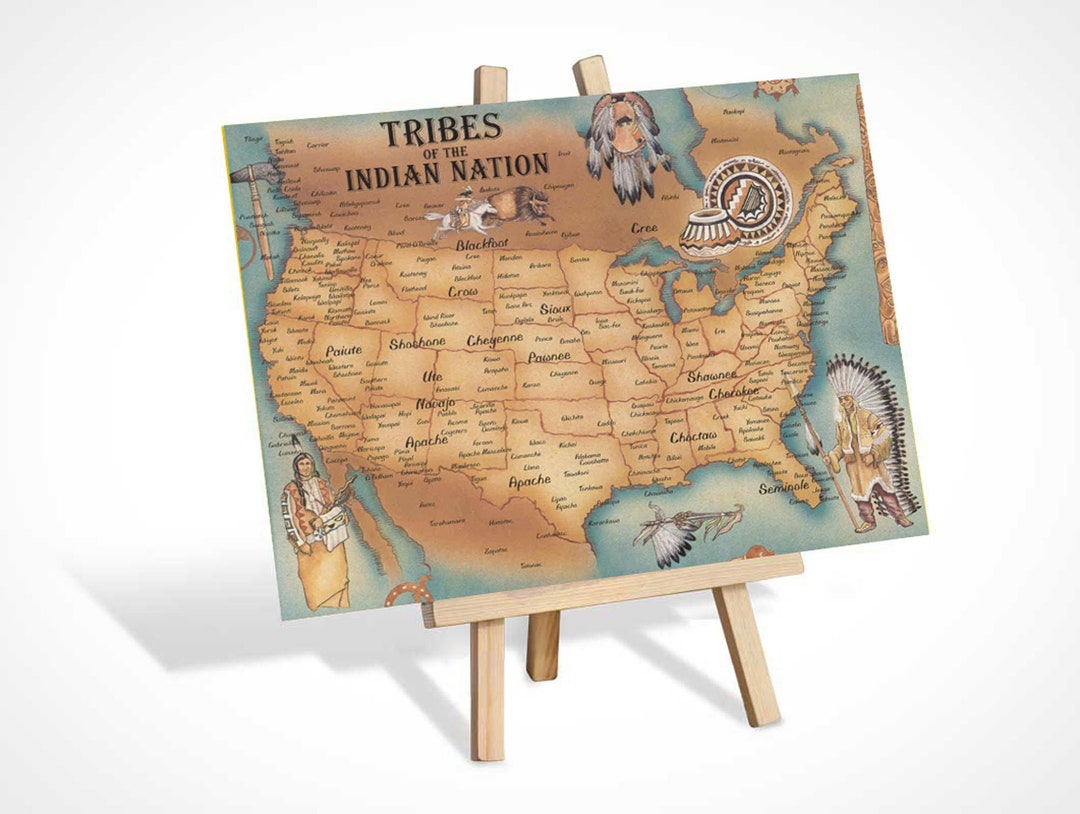 Tribes of Indian Nations Map Canvas Wall Art, Indian Nations Mapwall ...