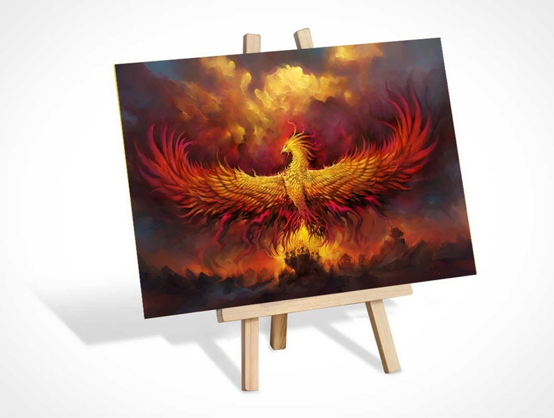Fire Phoenix in Flight Canvas Art Print - Etsy