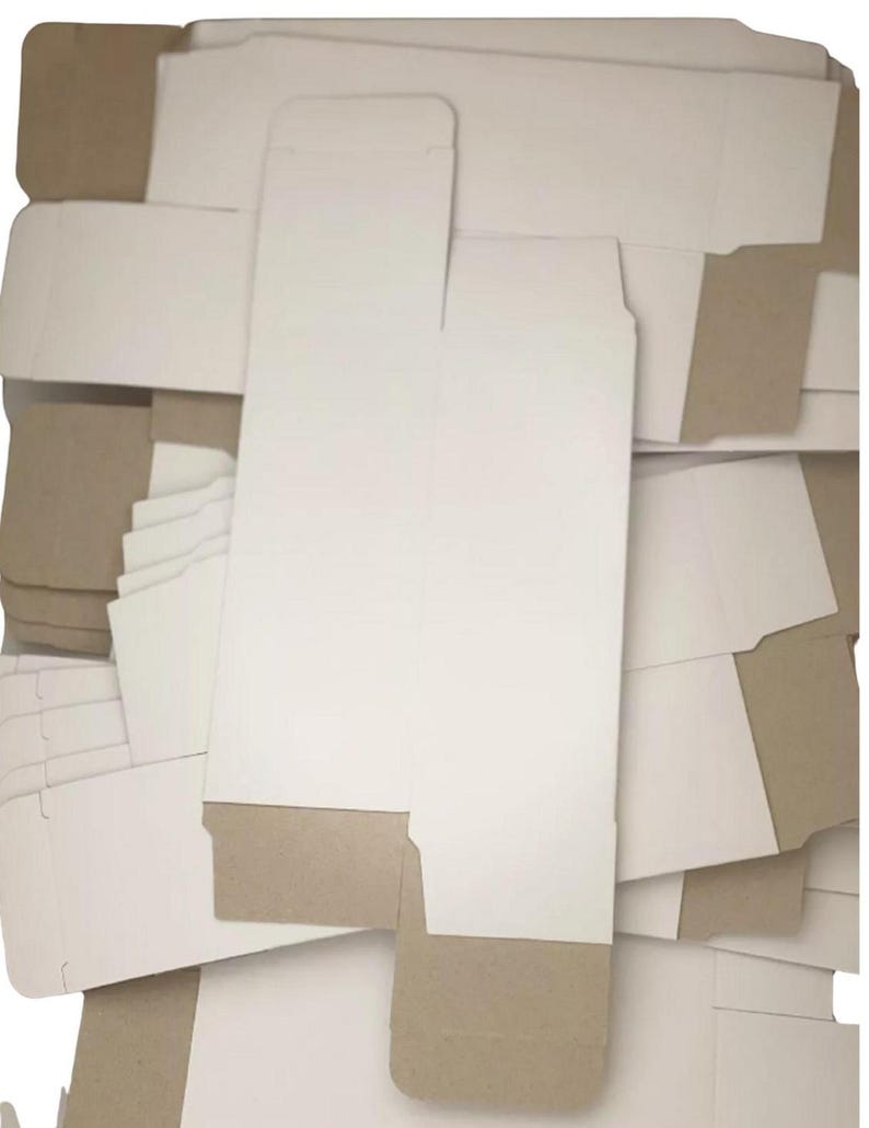 White Tuck Top Paperboard Gift Box 2"x2"x6" or 2"x2"x5" Easy Assemble ...