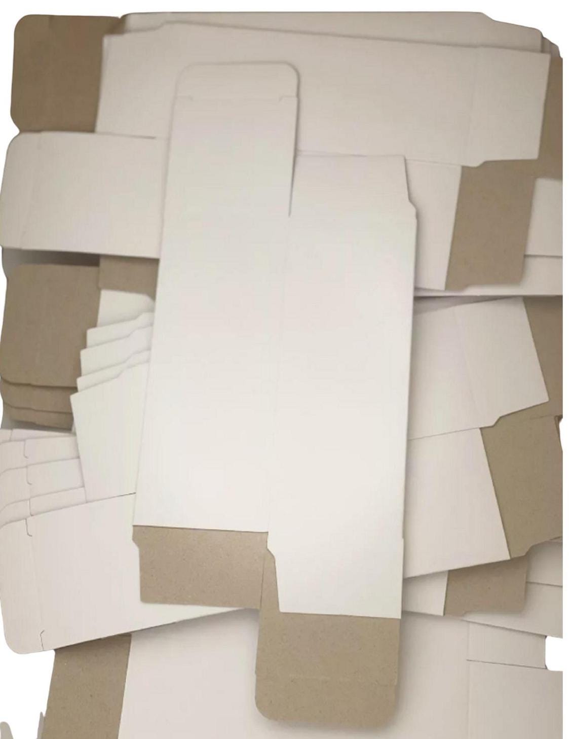 White Tuck Top Paperboard Gift Box 2"x2"x6" or 2"x2"x5" Easy Assemble ...