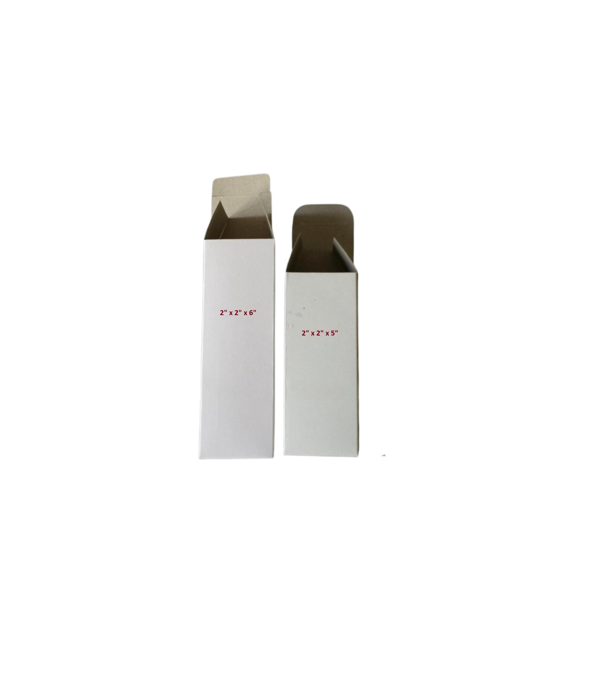White Tuck Top Paperboard Gift Box 2"x2"x6" or 2"x2"x5" Easy Assemble ...