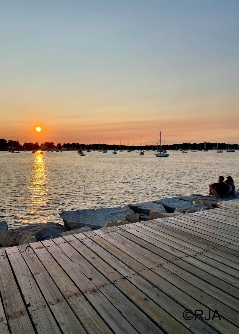 Sunset Dock Pier Ocean Sunset Boats - Etsy