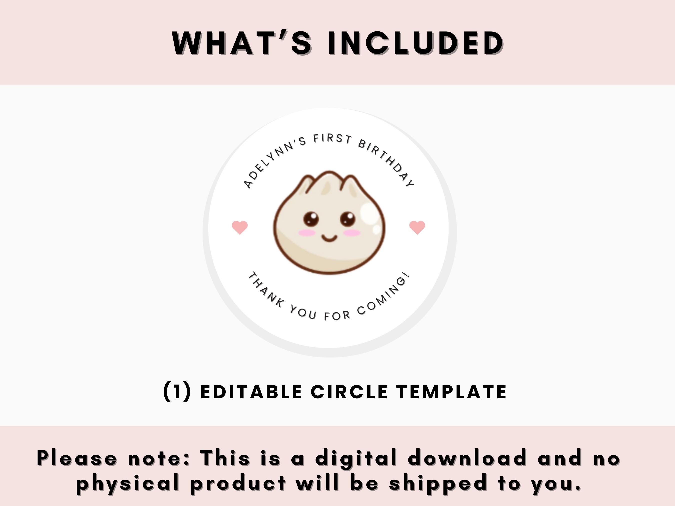 Editable Dumpling Birthday Sticker, Dumpling Theme Party, 1st Bday ...
