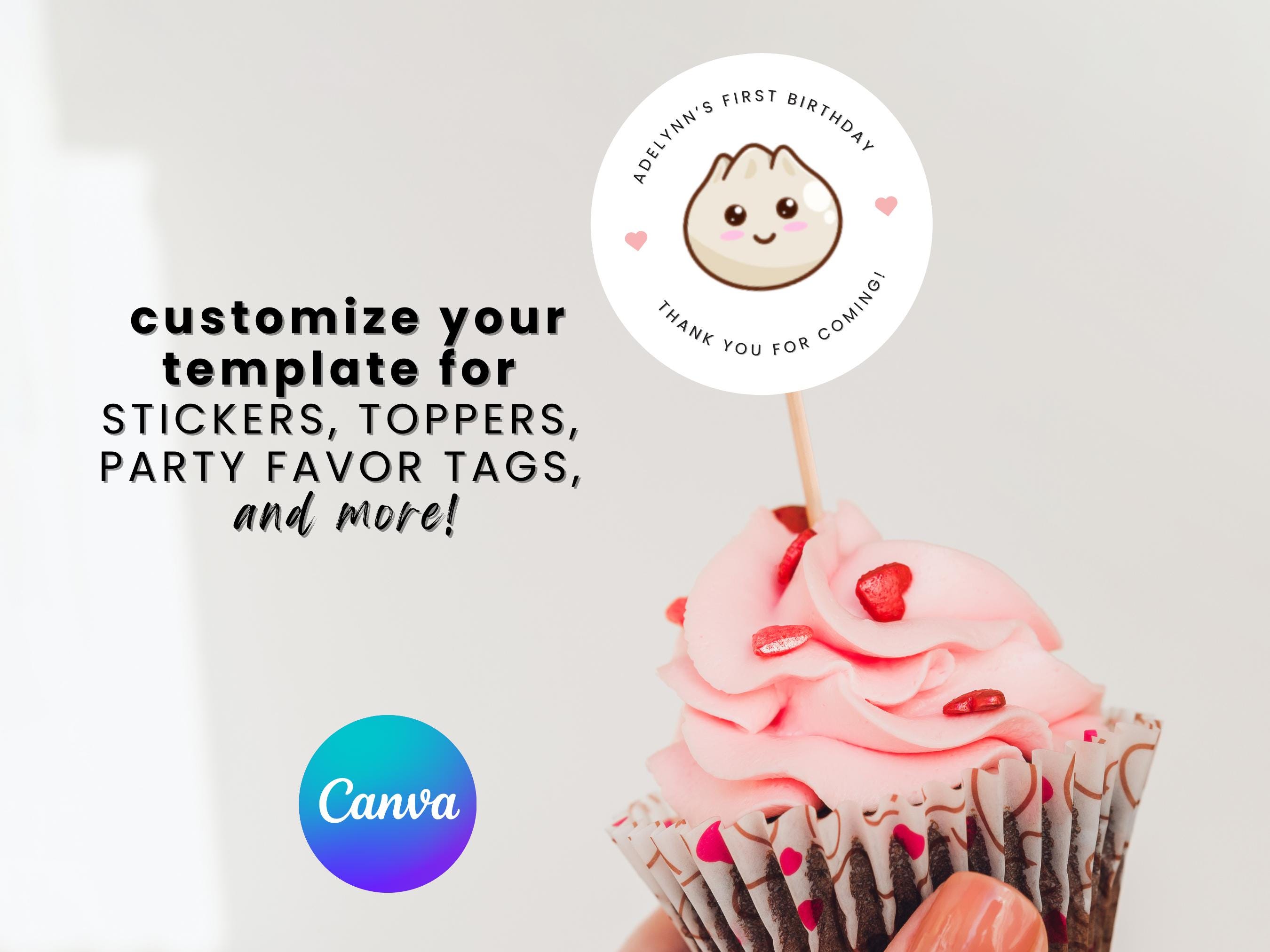 Editable Dumpling Birthday Sticker, Dumpling Theme Party, 1st Bday ...