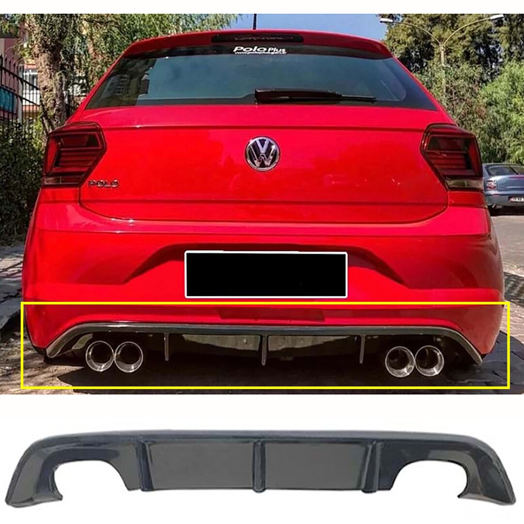 For VW Polo Mk6 R Line Rear Diffuser Diffusor Spoiler Body Kit Gloss ...