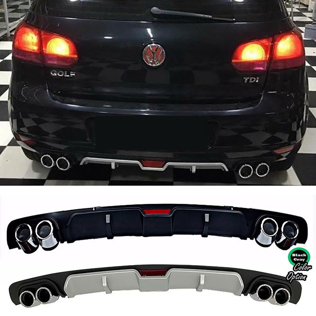 For Vw Golf Mk6 Rear Diffuser Diffusor Black or Gray Four Chrome ...