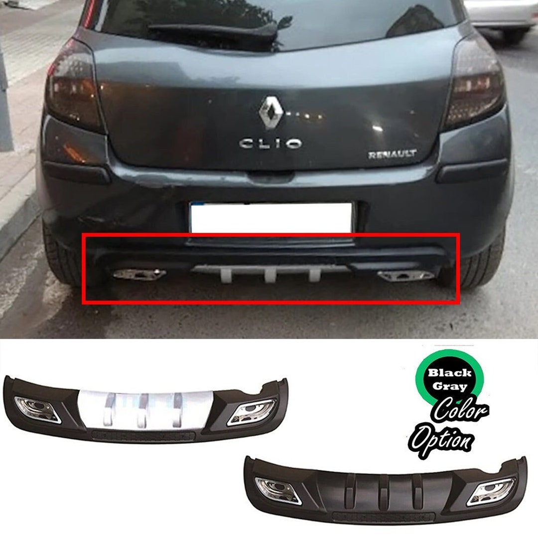 For Renault Clio Mk3 Rear Diffuser Diffusor Rectangle Chrome Exhaust ...
