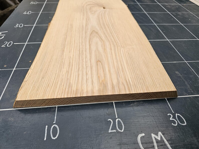 Kiln Dried and Planed Ash Slab Board Waney Live Edge (119cm X 29.5cm X ...