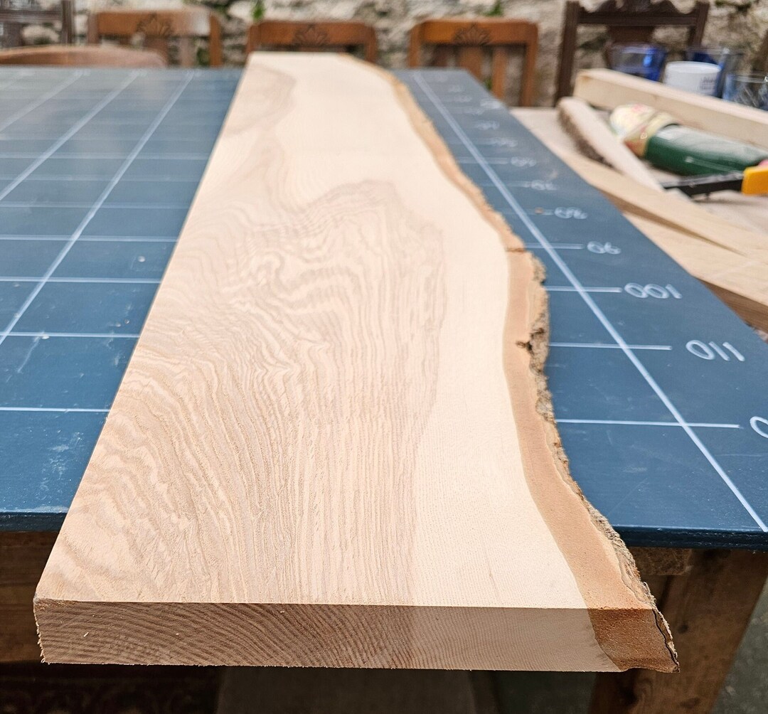 Kiln Dried and Planed Olive Ash Slab Board Waney Live Edge Shelf 140cm ...