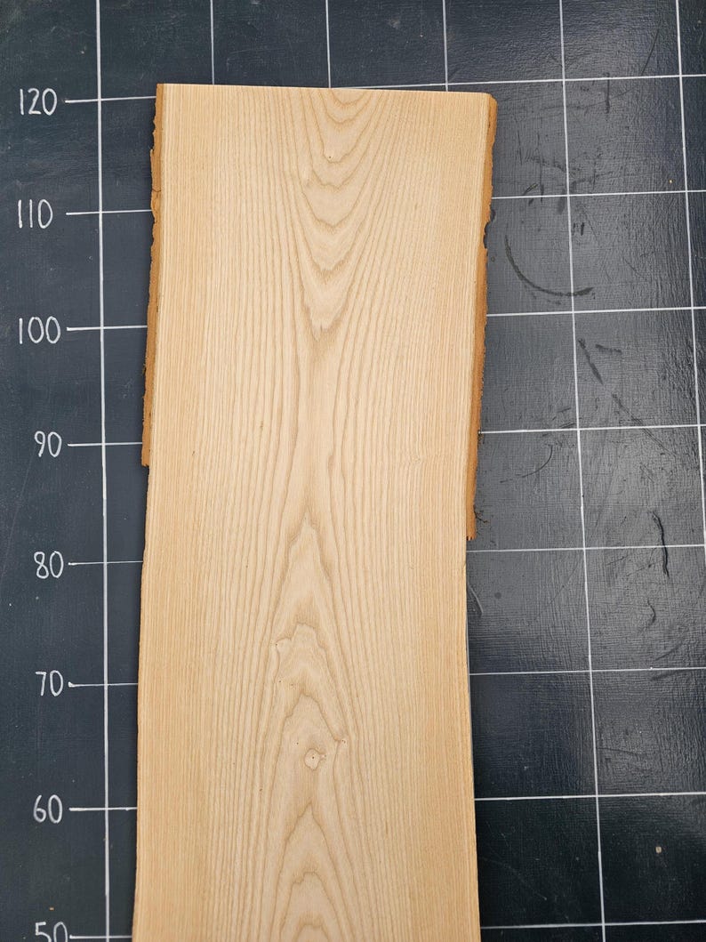 Kiln Dried and Planed Ash Slab Board Waney Live Edge (119cm X 29.5cm X ...