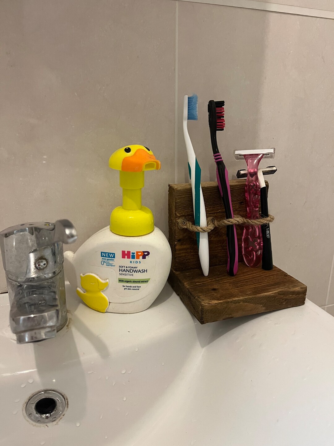 Rustic Bath Organiser reclaimed Wood Bathroom Teeth Brush Holder Wooden ...