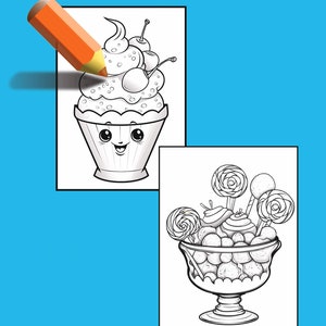 Printable Colouring Pages for Kids:sweet Treats and Cute Desserts - Etsy