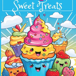 Printable Colouring Pages for Kids:sweet Treats and Cute Desserts - Etsy