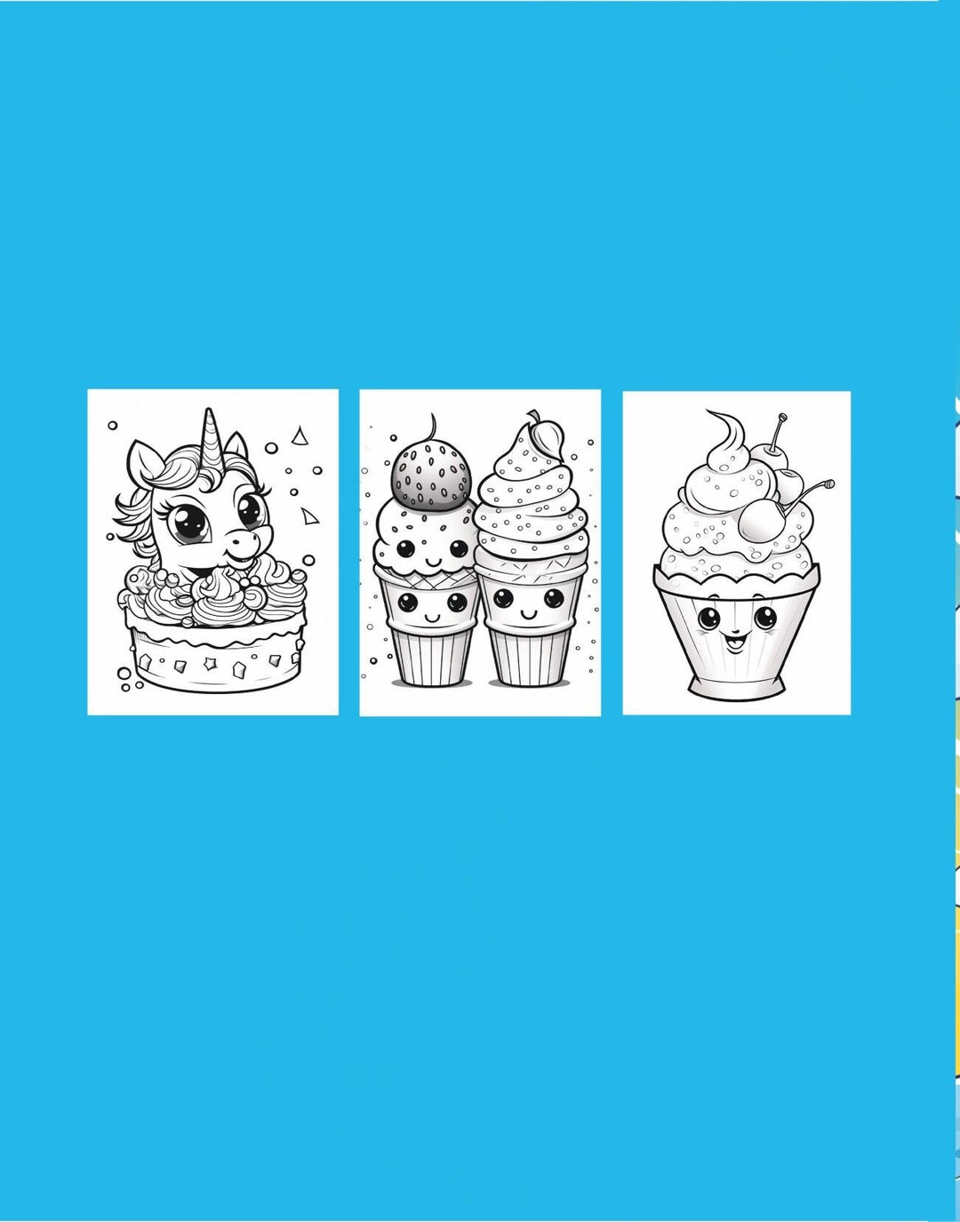 Printable Colouring Pages for Kids:sweet Treats and Cute Desserts - Etsy