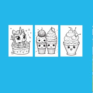 Printable Colouring Pages for Kids:sweet Treats and Cute Desserts - Etsy