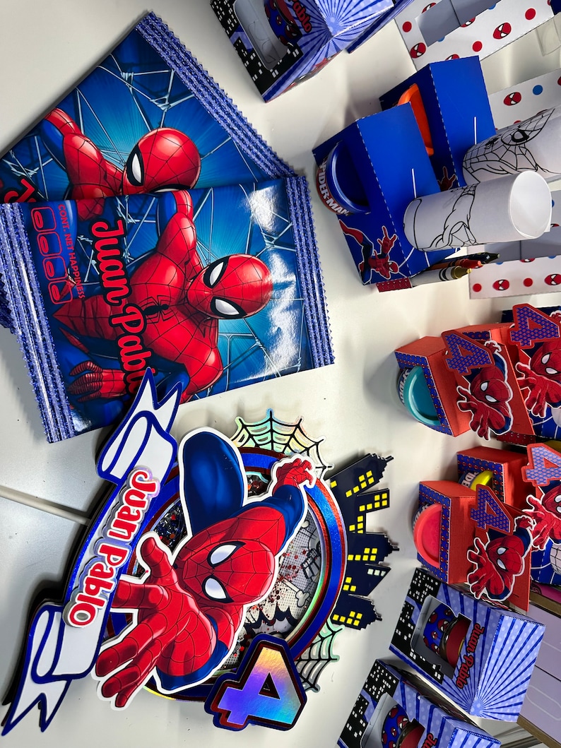 Chips Bags Spiderman, Spiderman Birthday Party, Spiderman Cake Topper ...