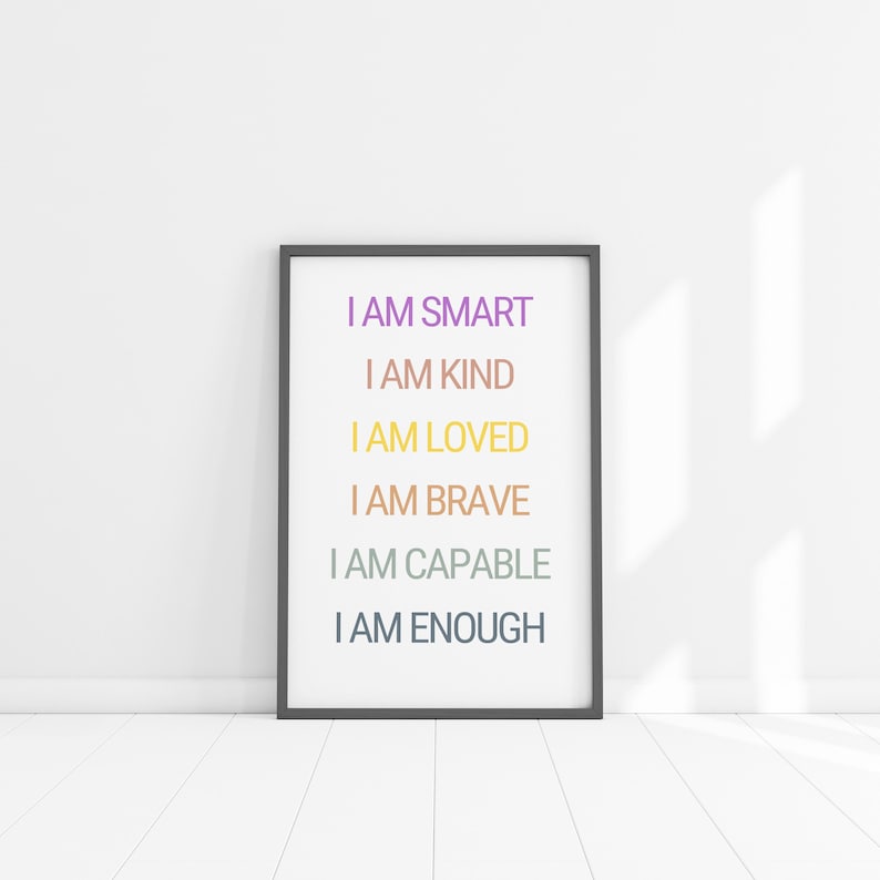 Affirmations for Kids Digital Poster Classroom Print Nursery Decor ...