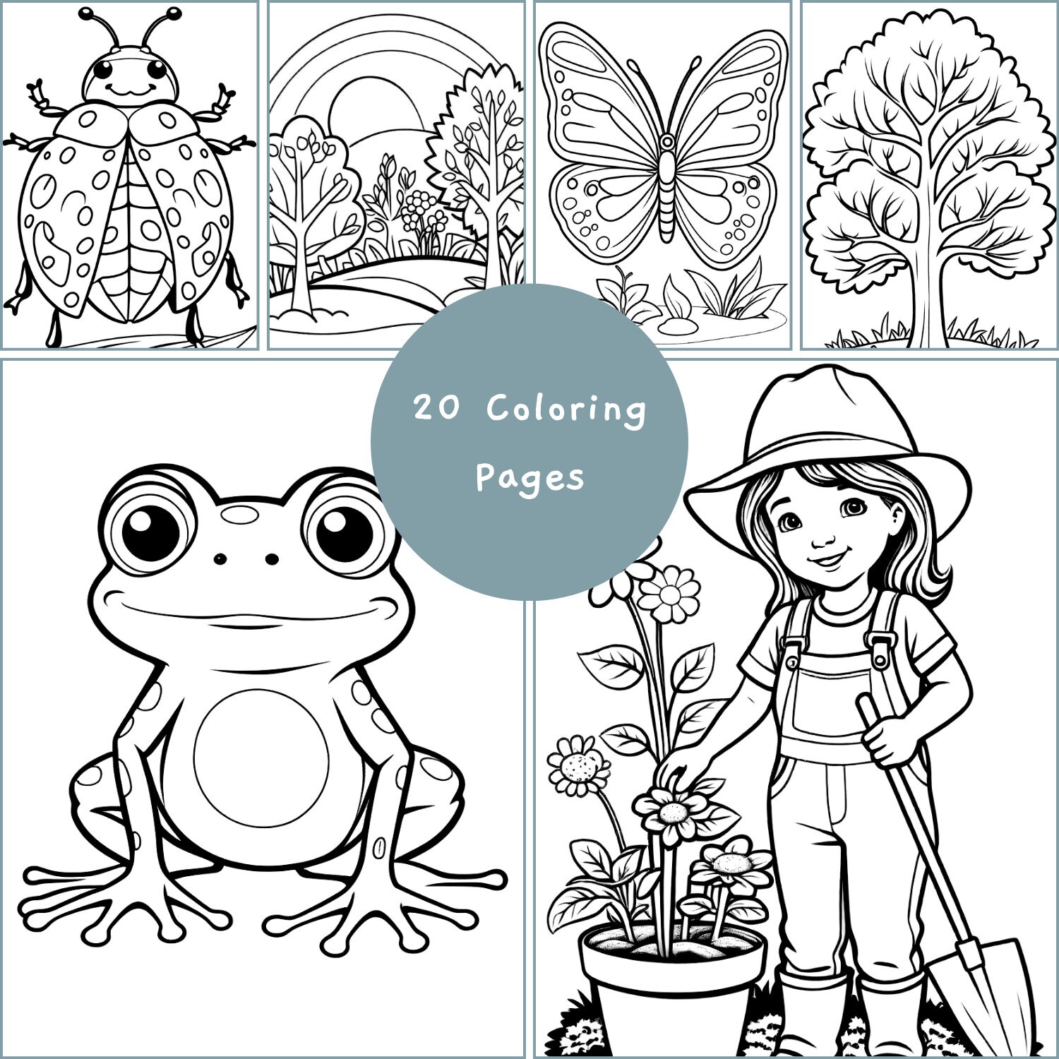 Spring Coloring Pages Set Cute Spring Break Coloring Pages for Kids of ...