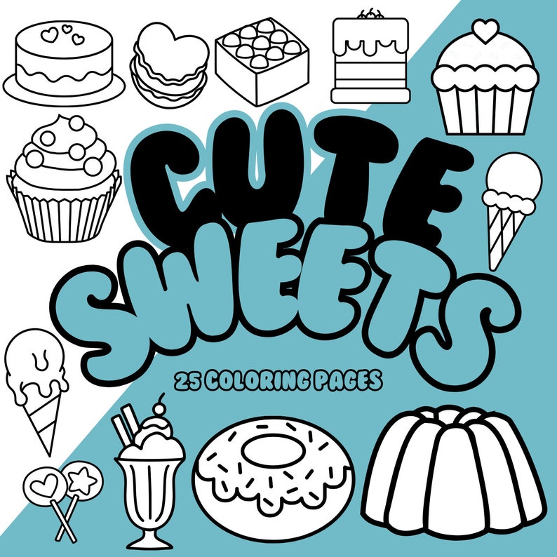 Cute Sweets Coloring Pages Girly Stuff Coloring Bold and Easy Icons to ...