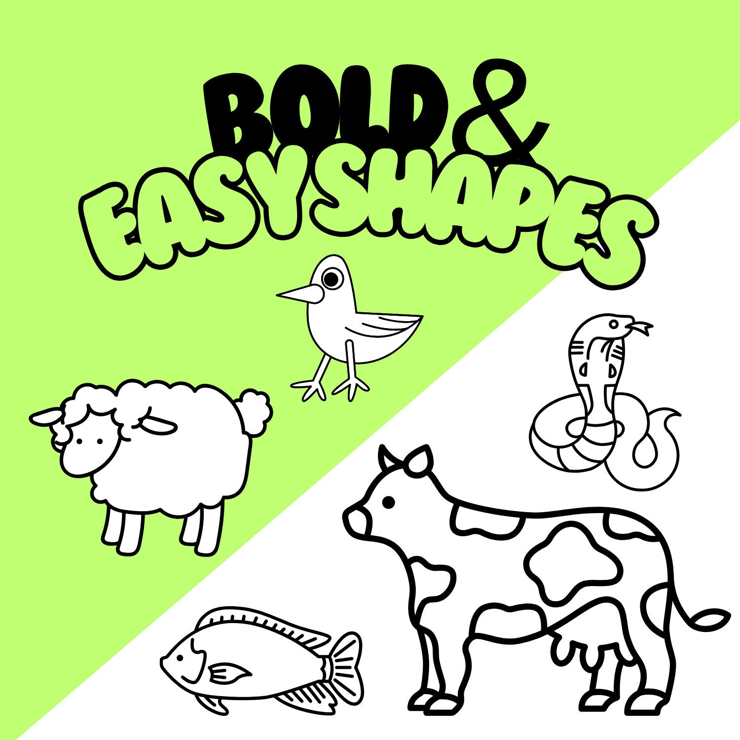 Cute Animals Coloring Pages Bold and Easy Icons to Color Printable ...