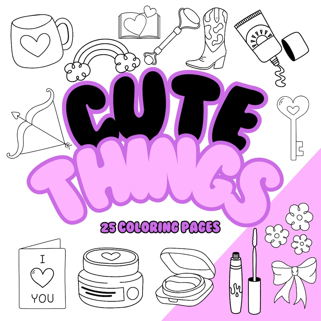 Cute Things Coloring Pages Girly Stuff Coloring Bold and Easy Icons to ...
