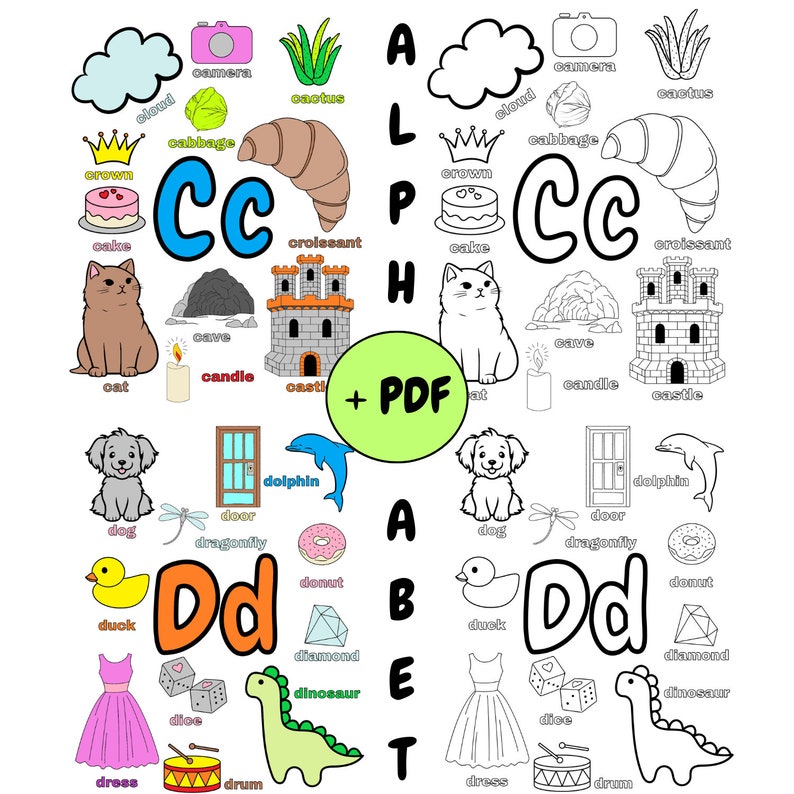 Alphabet Vocabulary Worksheets A-Z Learning Kit Abc's Kindergarten ...