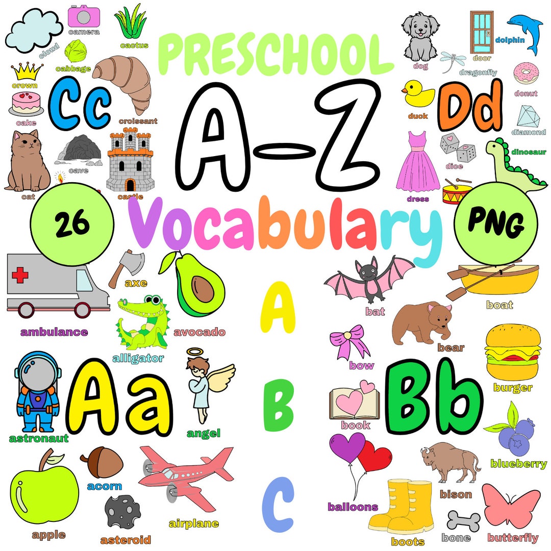 Alphabet Vocabulary Worksheets A-Z Learning Kit Abc's Kindergarten ...